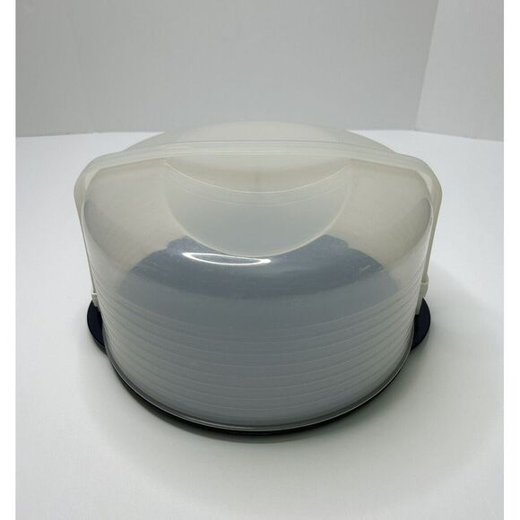 Tupperware | Kitchen | Tupperware Round Cake Carrier Navy Blue Base ...